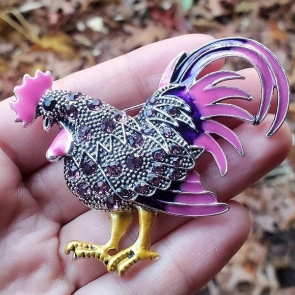 Jewelry | Nwot Rhinestone Rooster Brooch Pin | Poshmark